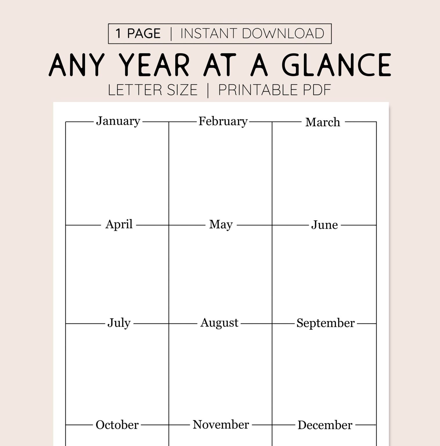 year at a glance calendar 2025 free printable - Poster Printable