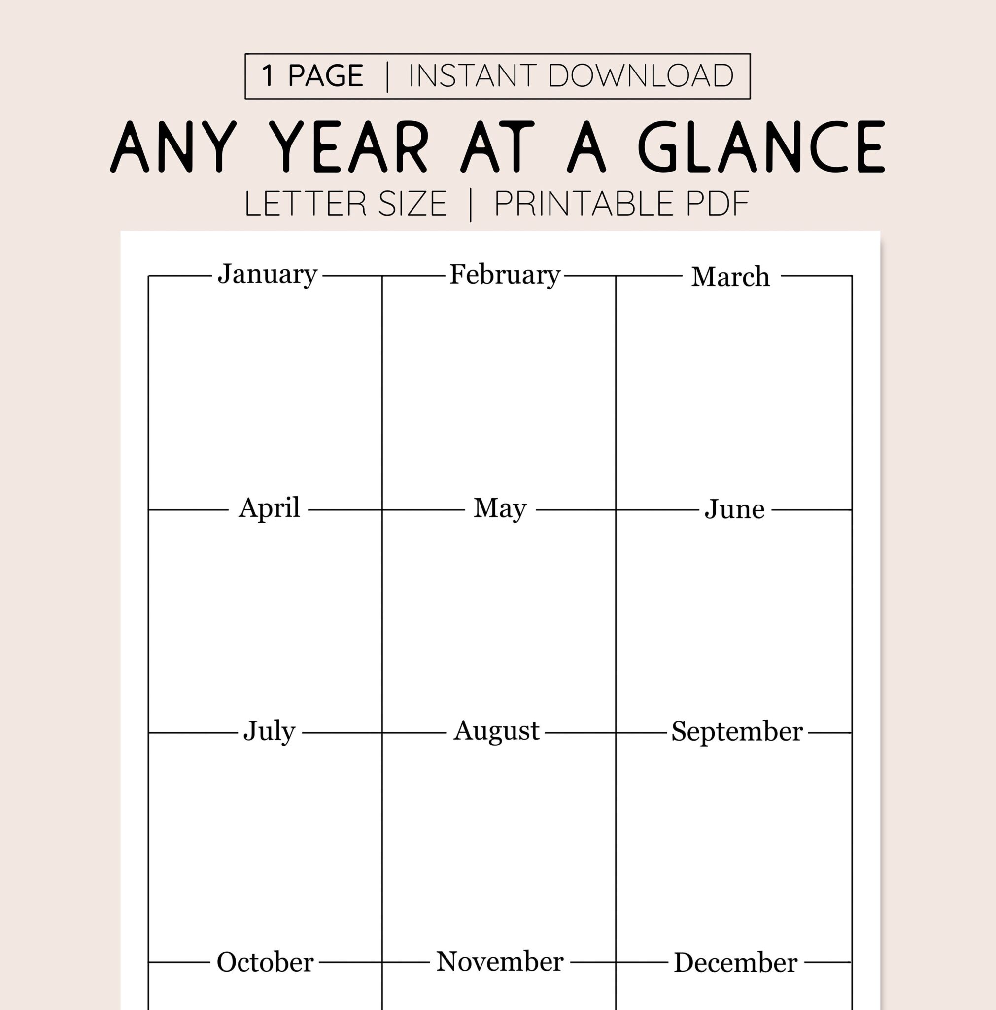 year at a glance calendar 2026 free printable - Poster Printable